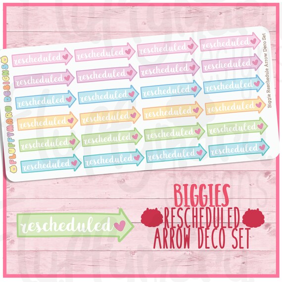 Biggie Reschedule Arrow Deco Set Planner Stickers Cute | Etsy