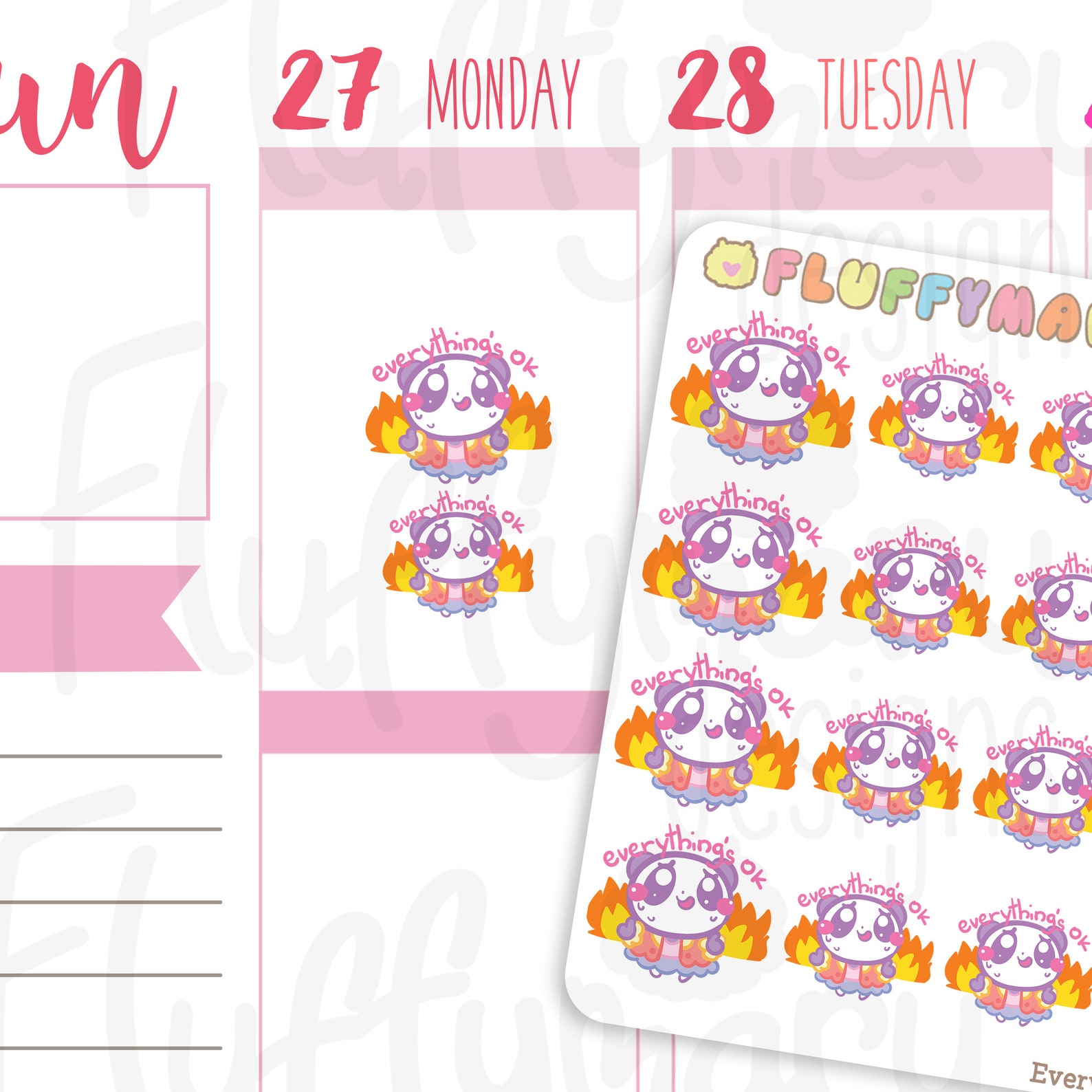 Everything's Okay Panda Mimi Planner Stickers Cute | Etsy