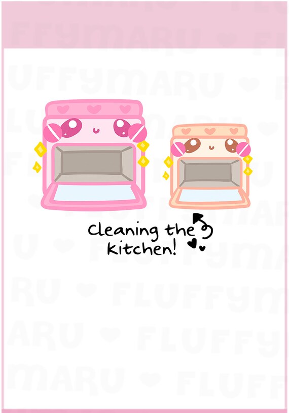 Clean Oven Time Planner Stickers Cute Stickers for Erin | Etsy