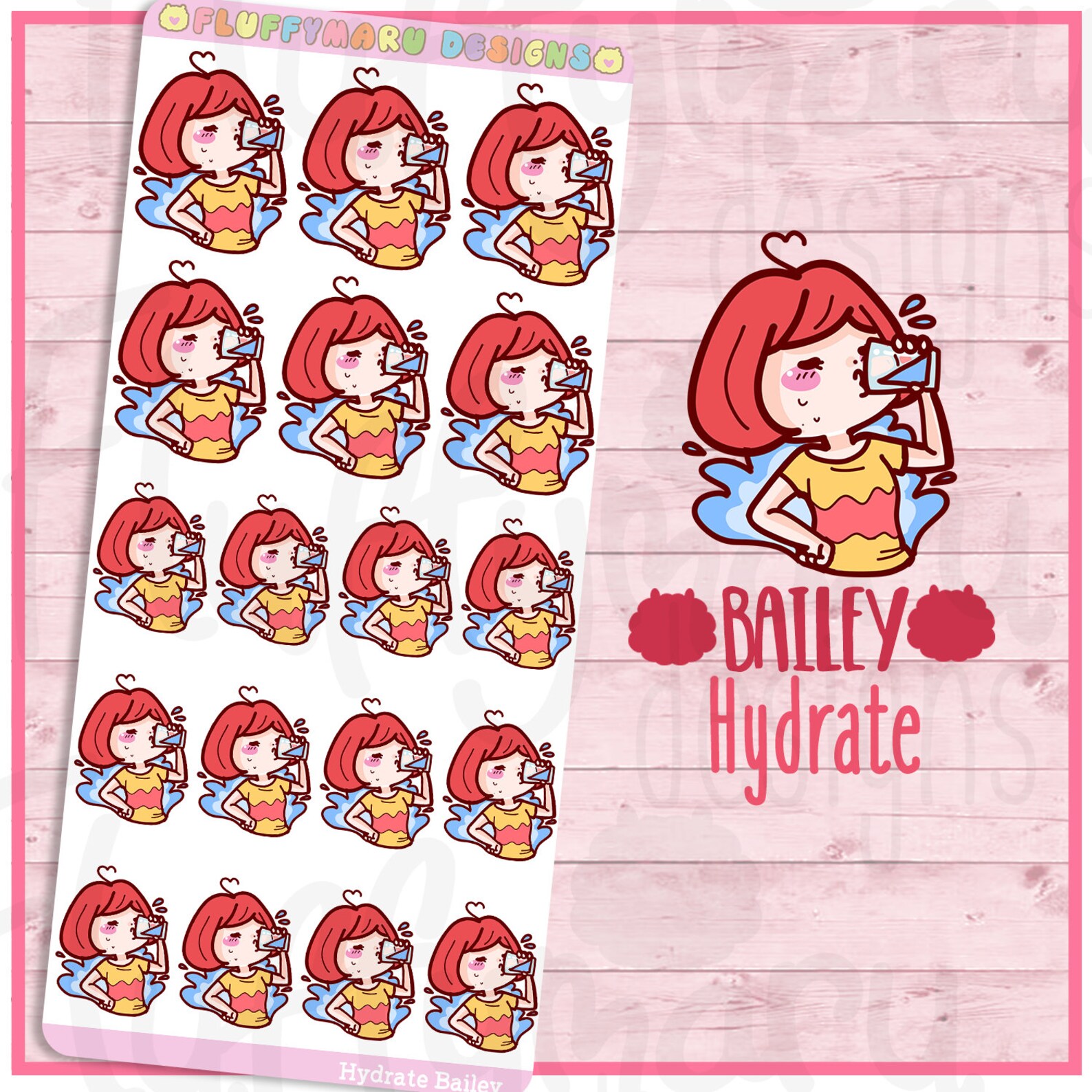 Bailey Hydrate Planner Stickers Cute Stickers for Erin - Etsy