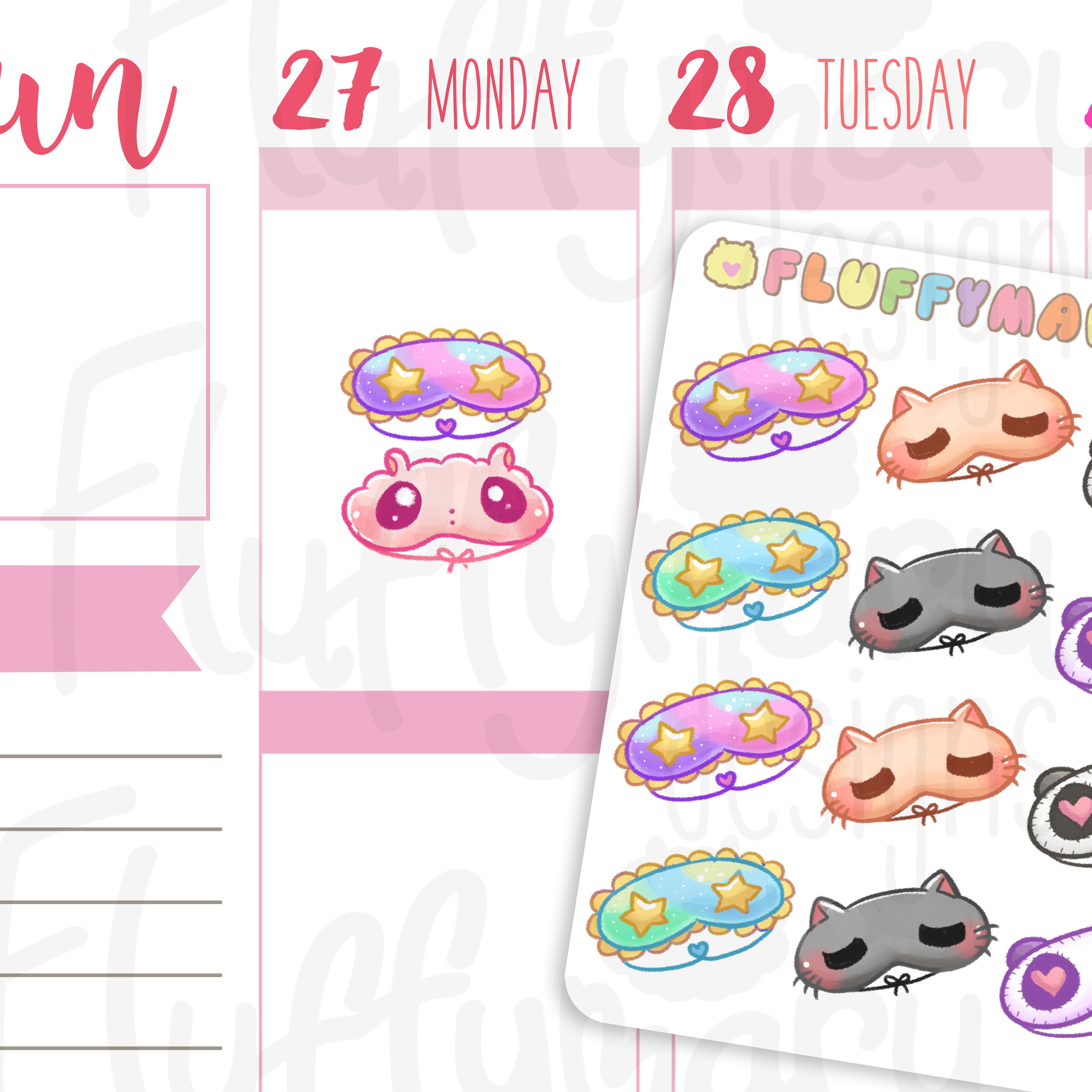 Eye Mask Planner Stickers Cute Stickers for Erin Condren | Etsy