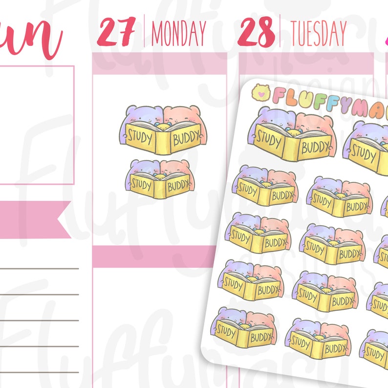 Study Buddy Sprinkles Planner Stickers Cute Stickers for | Etsy