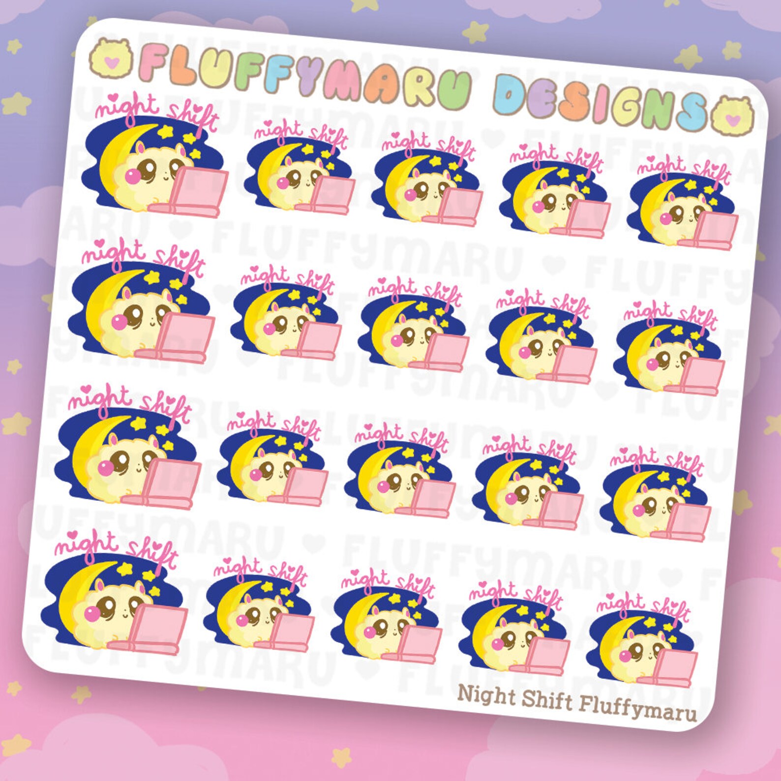 Night Shift Fluffy Planner Stickers Cute Stickers for Erin | Etsy