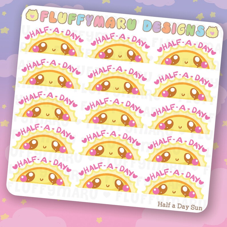 Half A Day Sun Planner Stickers Cute Stickers for Erin - Etsy