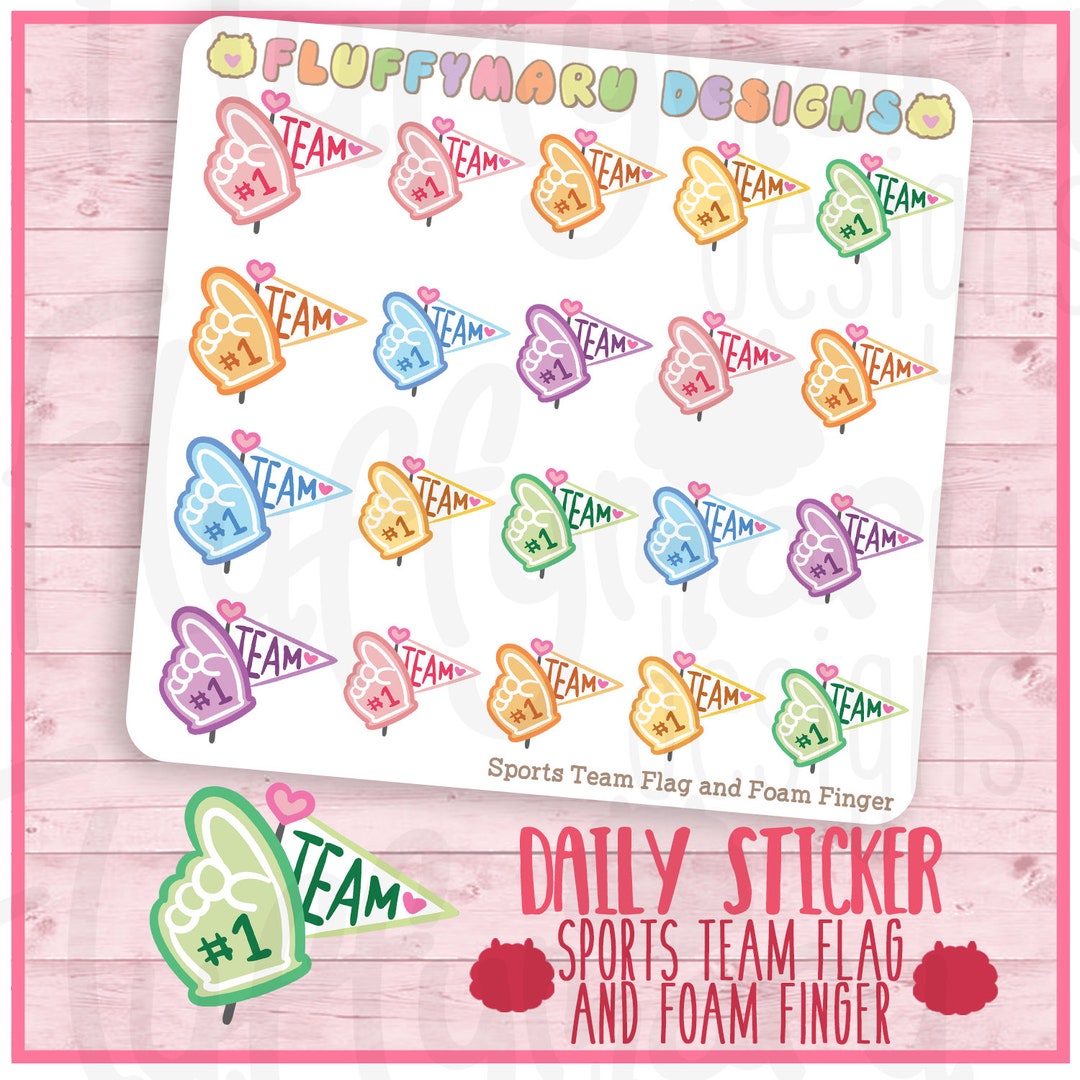 Sports Team Flag and Foam Finger|| Planner Stickers, Cute Stickers for ...