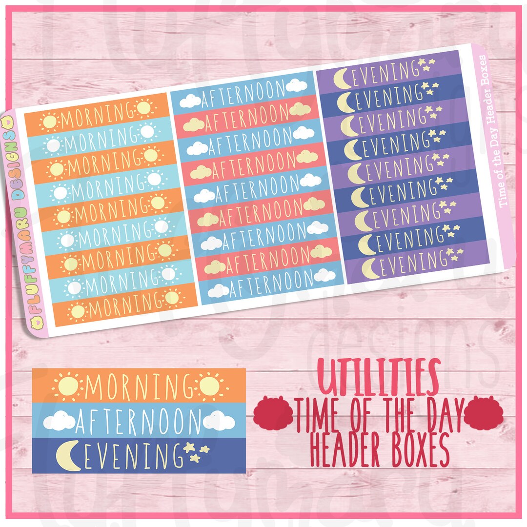 Time of the Day (header Boxes)|| Planner Stickers, Cute Stickers for ...