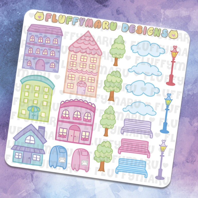 Village Deco Sticker Set Planner Stickers Cute Stickers | Etsy