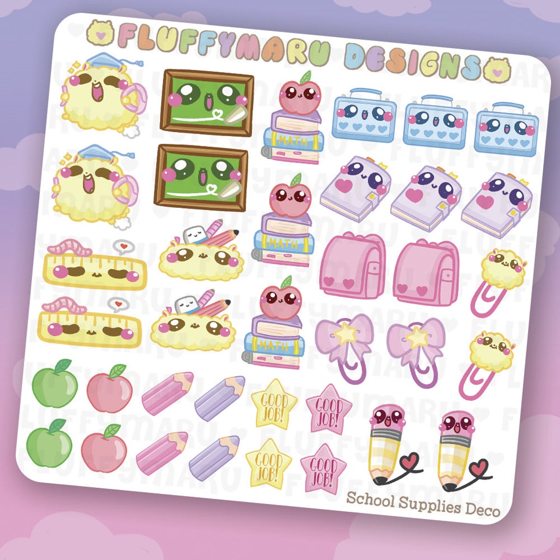 School Supplies Deco Sticker Set Planner Stickers Cute - Etsy