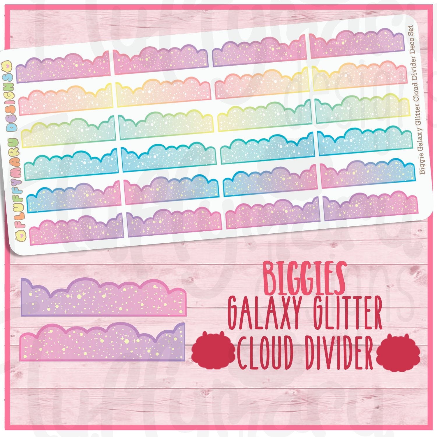 Biggie Galaxy Glitter Cloud Divider Deco Set Planner | Etsy