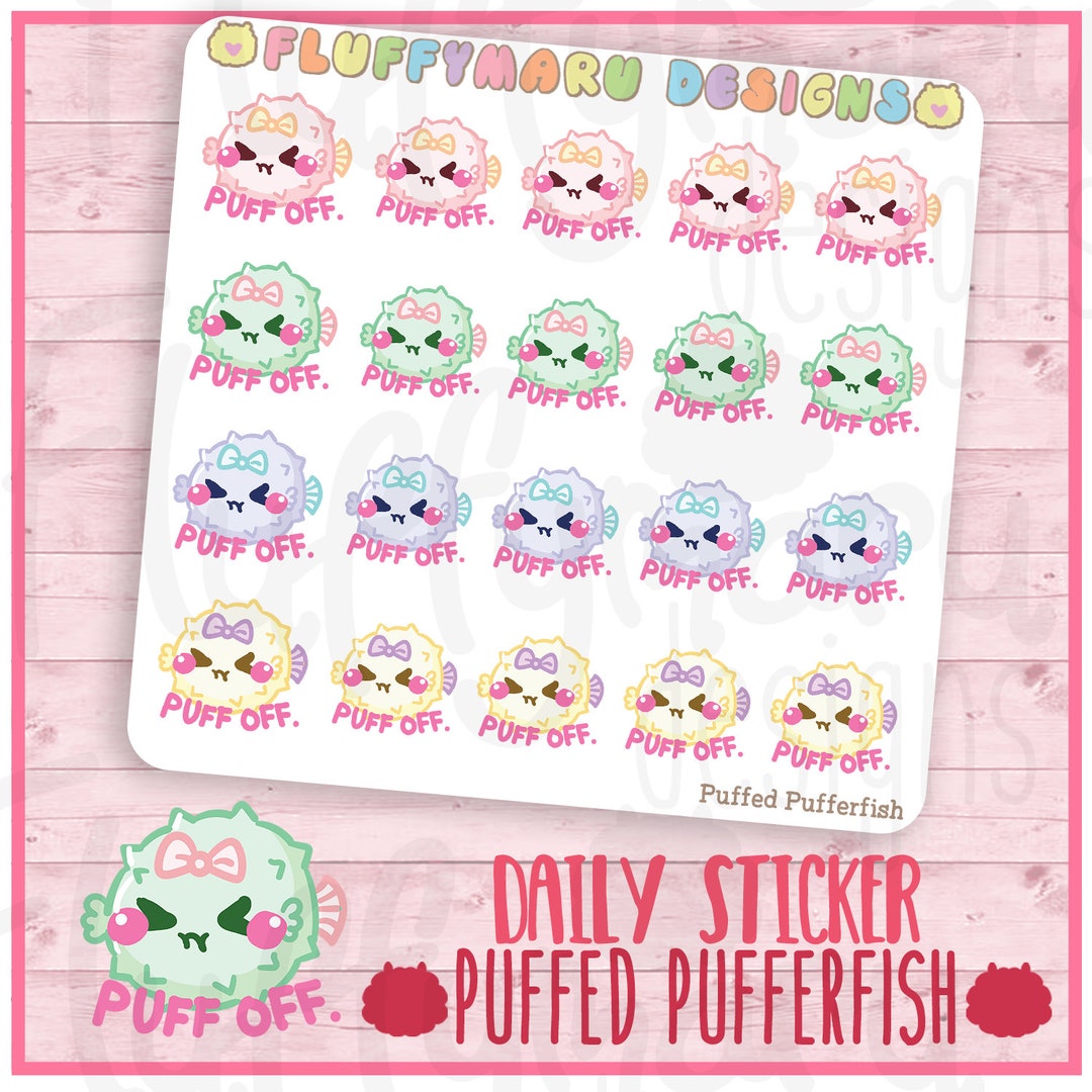 Puffed Pufferfish || Planner Stickers, Cute Stickers for Erin Condren ...