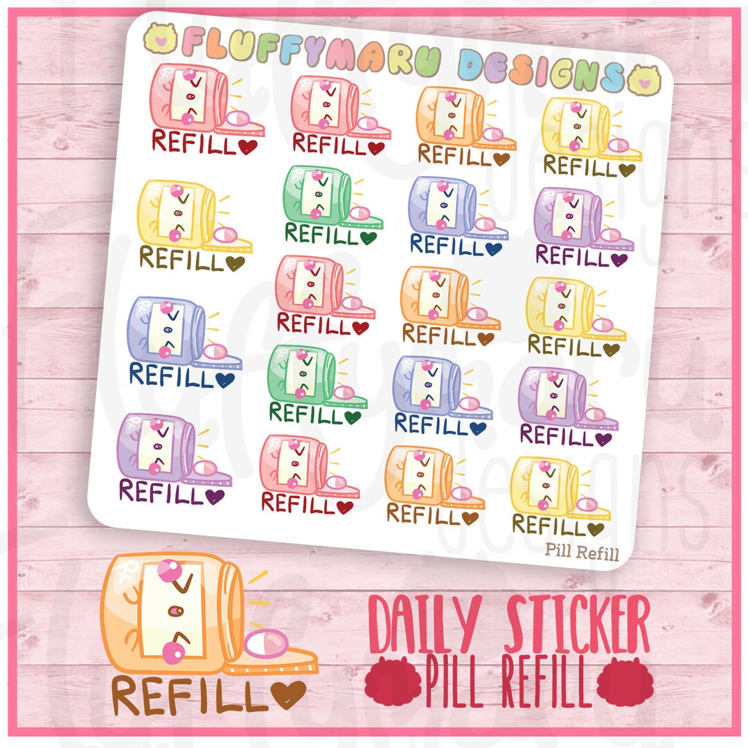 Pill Refill Planner Stickers Cute Stickers for Erin Condren - Etsy