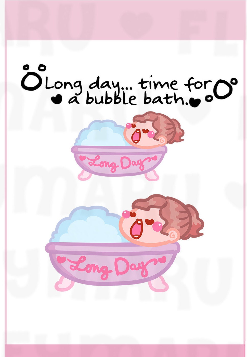 Relaxing Bubble Bath Time Sammie Planner Stickers, Cute Stickers for ...
