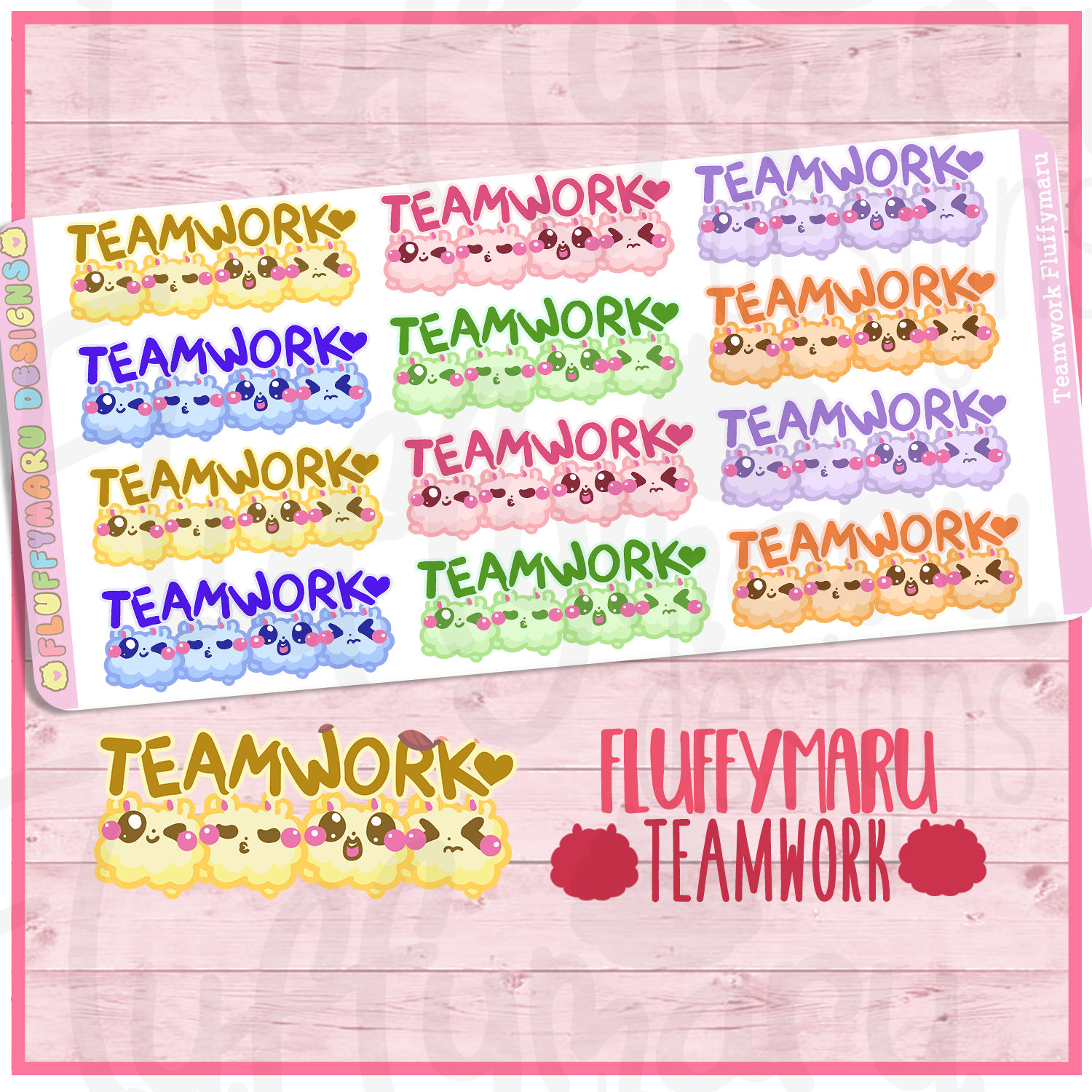 Fluffymaru Teamwork Planner Stickers Cute Stickers for | Etsy