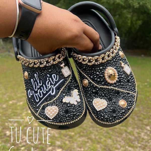 Black Custom Crocs - Etsy