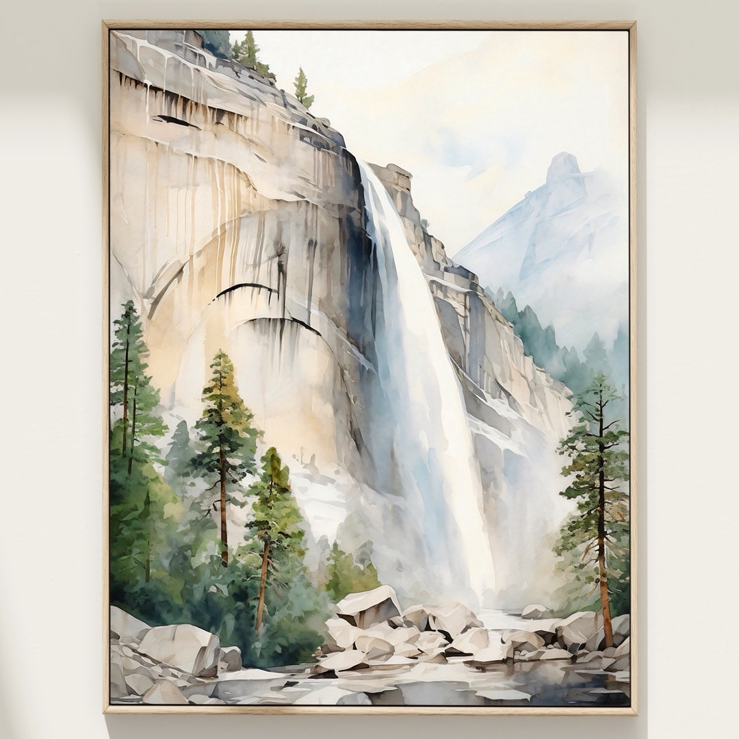 Yosemite National Park Travel Painting, Yosemite Wall Art Print ...