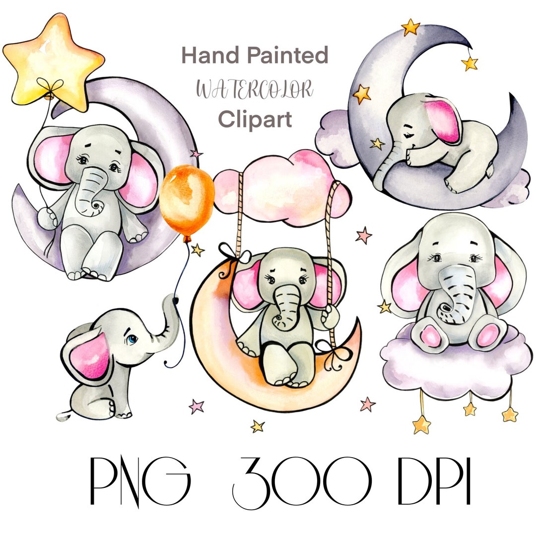 Watercolor Elephant Clipart Set, Watercolor Clipart, Watercolor Animals ...