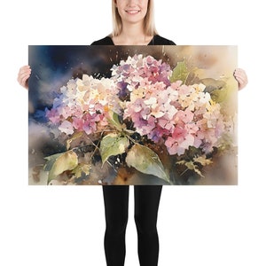 Pink Hydrangea Watercolor Print: Botanical Floral Wall Art - Etsy
