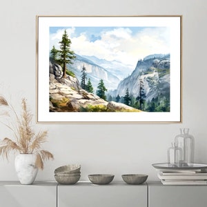 Yosemite National Park Travel Painting, Yosemite Wall Art Print ...