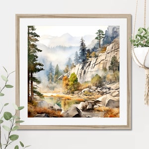 Yosemite National Park Travel Painting, Yosemite Wall Art Print ...