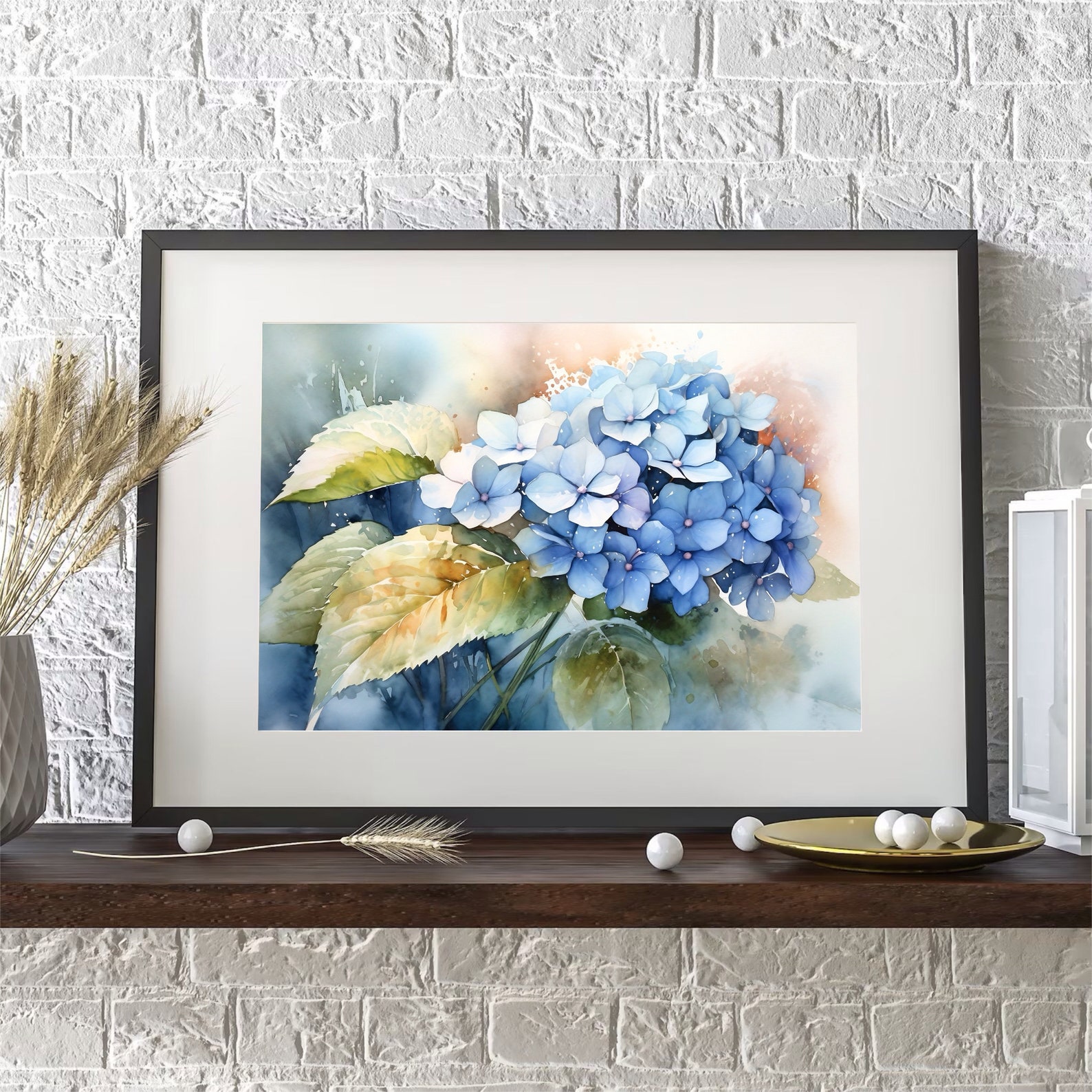 Hydrangea Print, Watercolor Blue Flower Print, Botanical Print ...