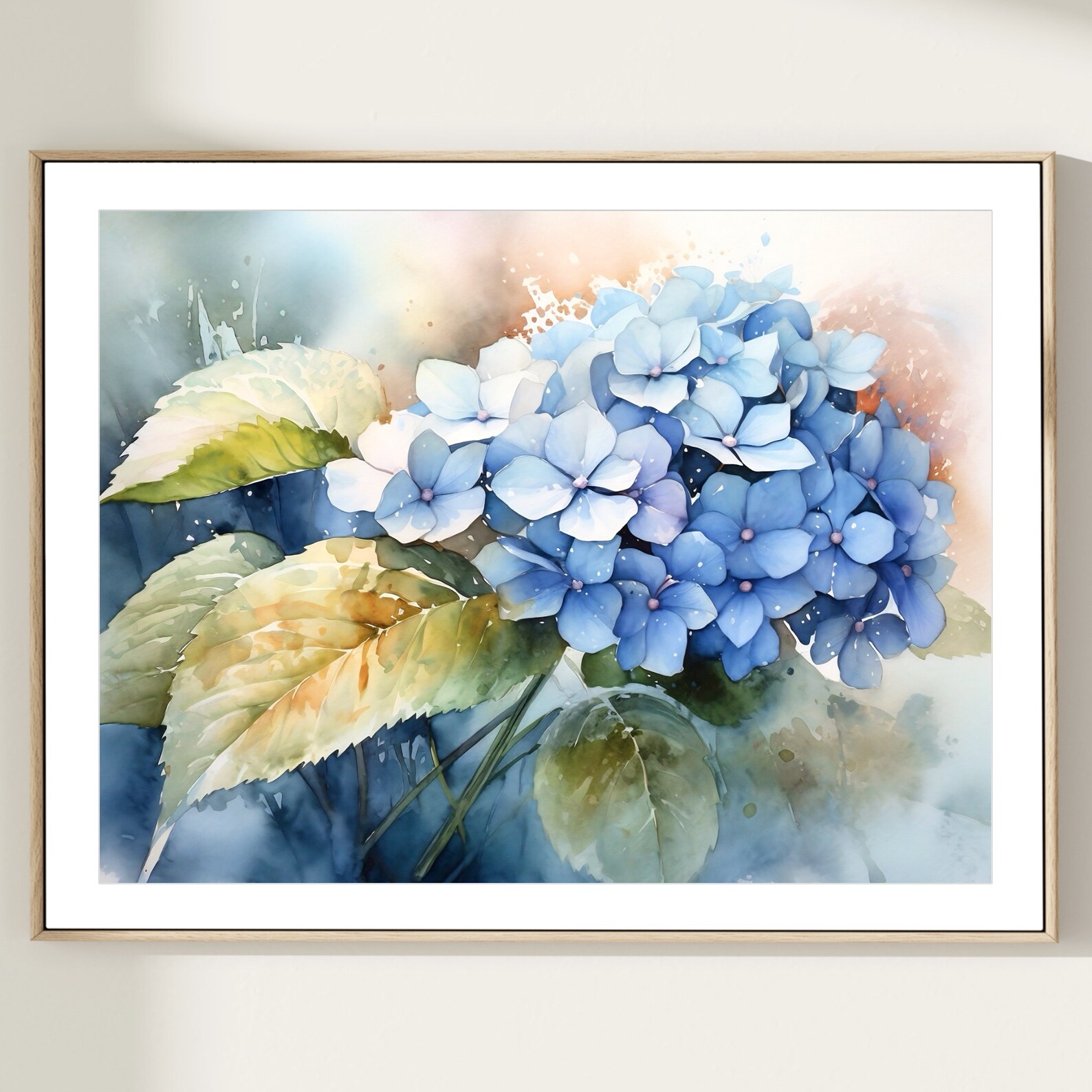Hydrangea Print, Watercolor Blue Flower Print, Botanical Print ...