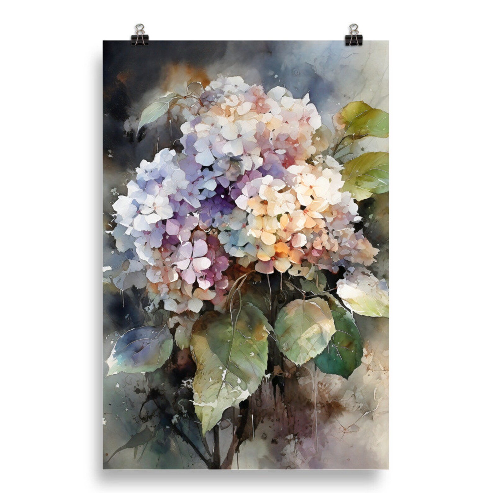 Hydrangea Print, Watercolor Blue Purple Flower Print, Botanical Print ...