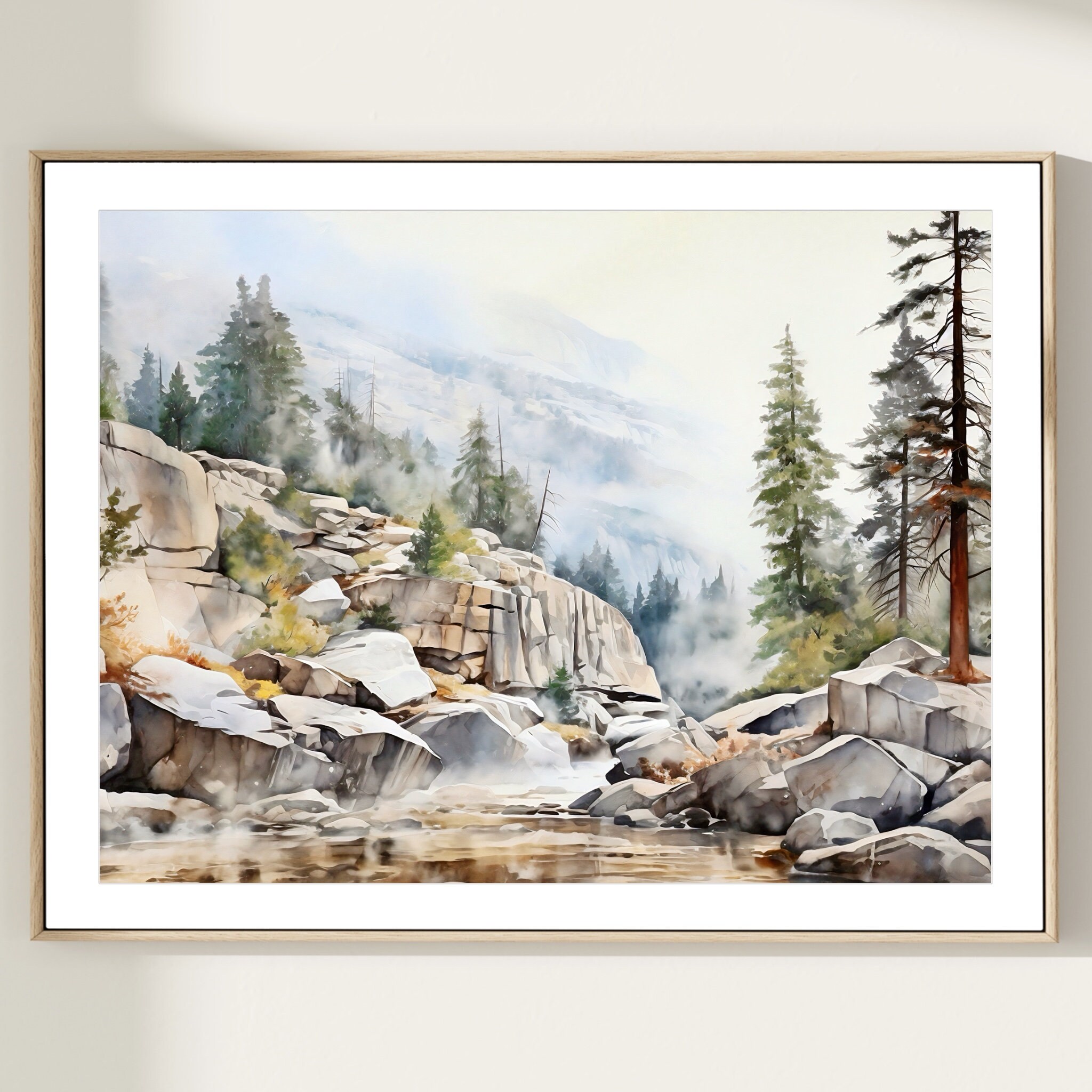 Yosemite National Park Travel Painting, Yosemite Wall Art Print ...