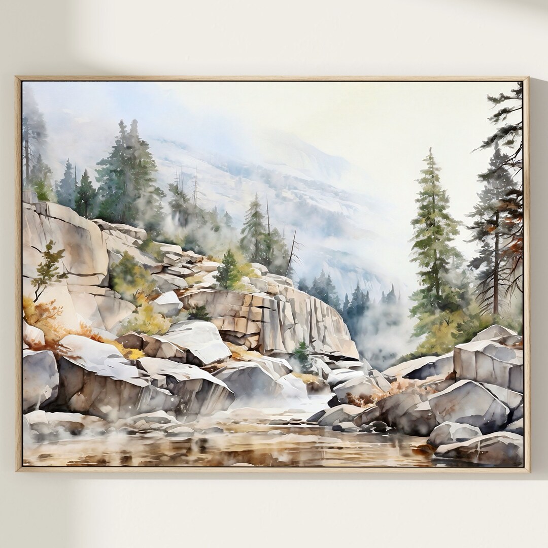 Yosemite National Park Travel Painting, Yosemite Wall Art Print ...