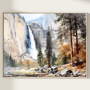 Yosemite National Park Travel Painting, Yosemite Wall Art Print ...