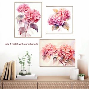 Hydrangea Print, Watercolor Pink Flower Print, Botanical Print ...