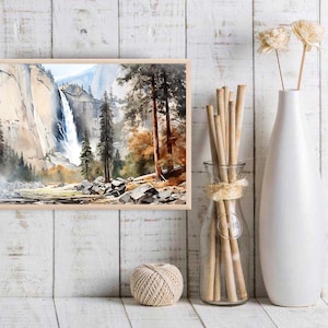 Yosemite National Park Travel Painting, Yosemite Wall Art Print ...