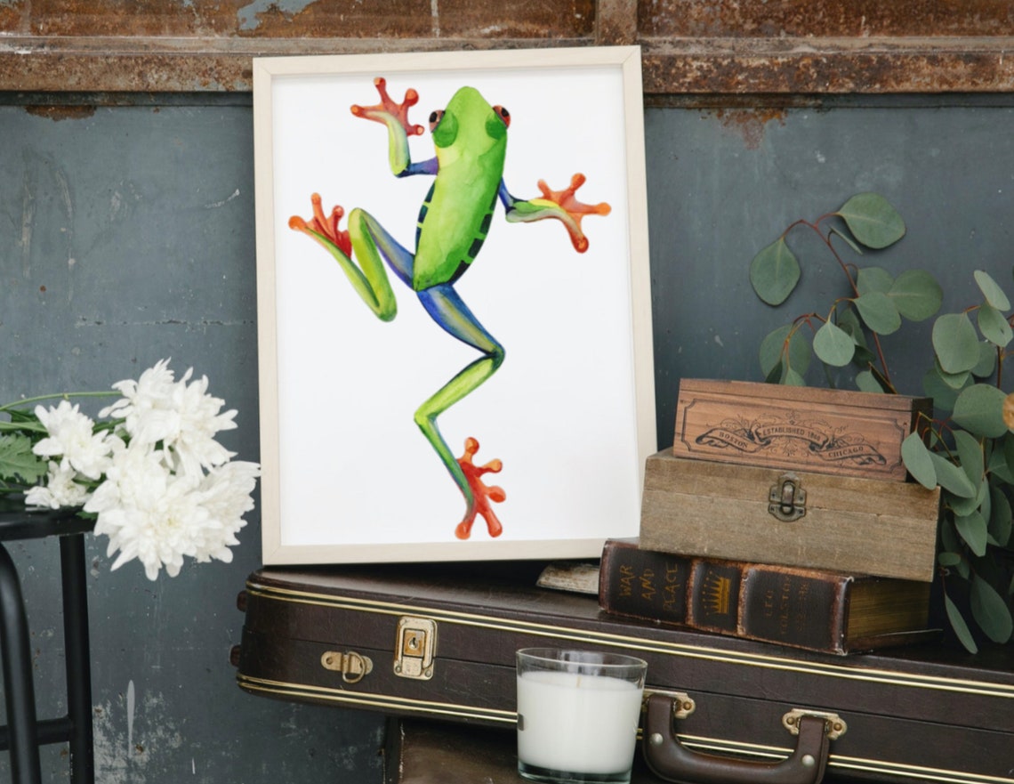 Frog Hand Painted Watercolor Clipart Watercolor Frogs - Etsy