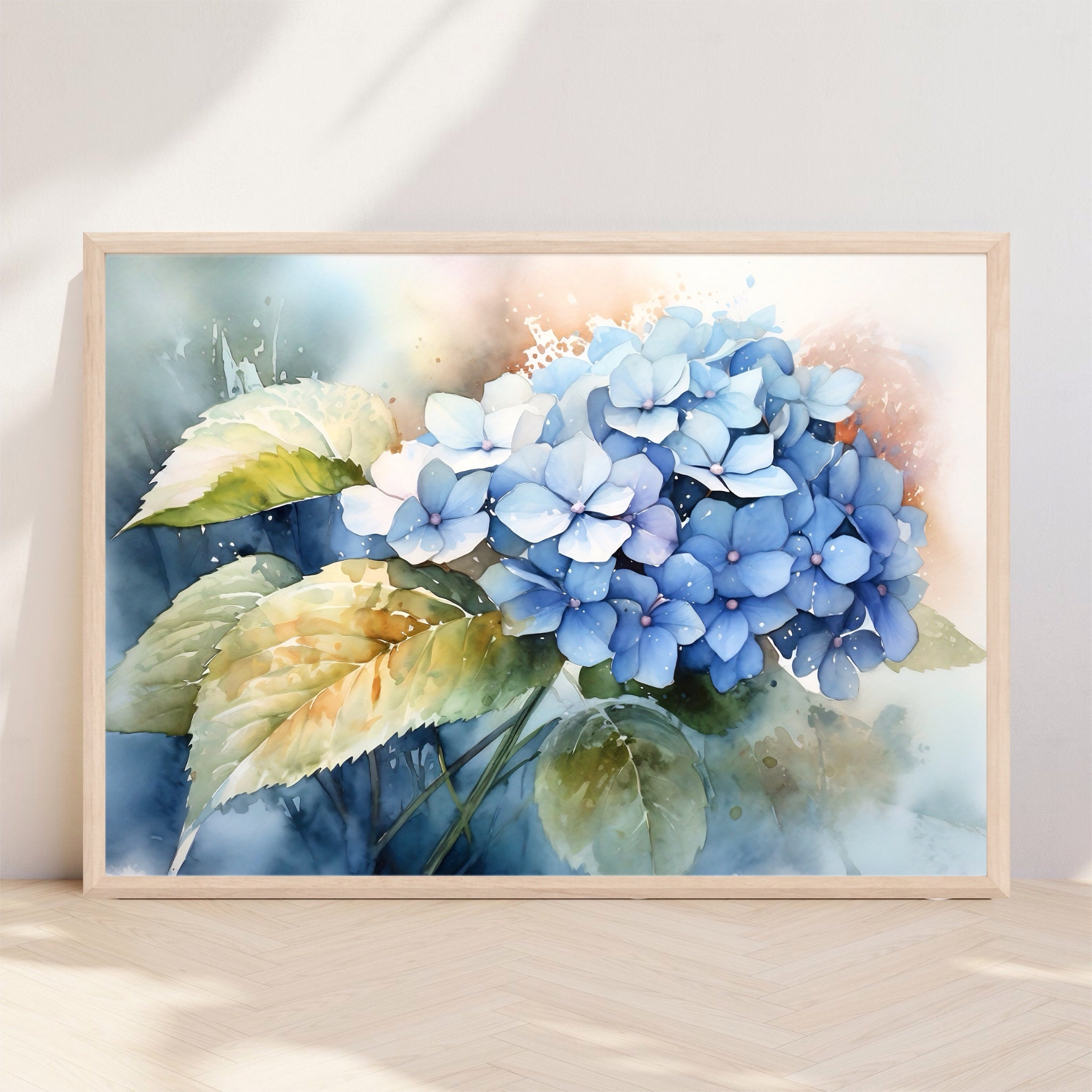 Hydrangea Print, Watercolor Blue Flower Print, Botanical Print ...