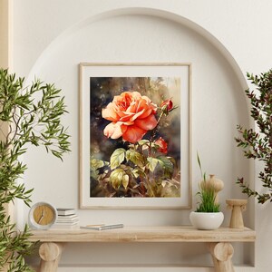 Red Rose Flower Print, Red Rose Art Print, Vintage Flower Print, Rose ...