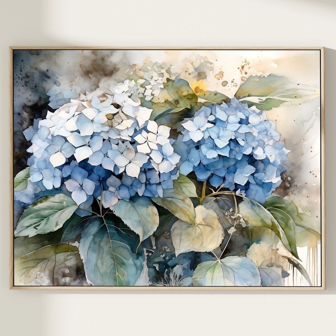 Hydrangea Print, Watercolor Blue Flower Print, Botanical Print ...
