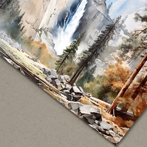 Yosemite National Park Travel Painting, Yosemite Wall Art Print ...
