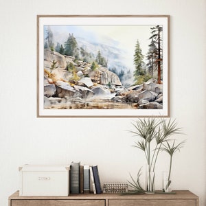 Yosemite National Park Travel Painting, Yosemite Wall Art Print ...