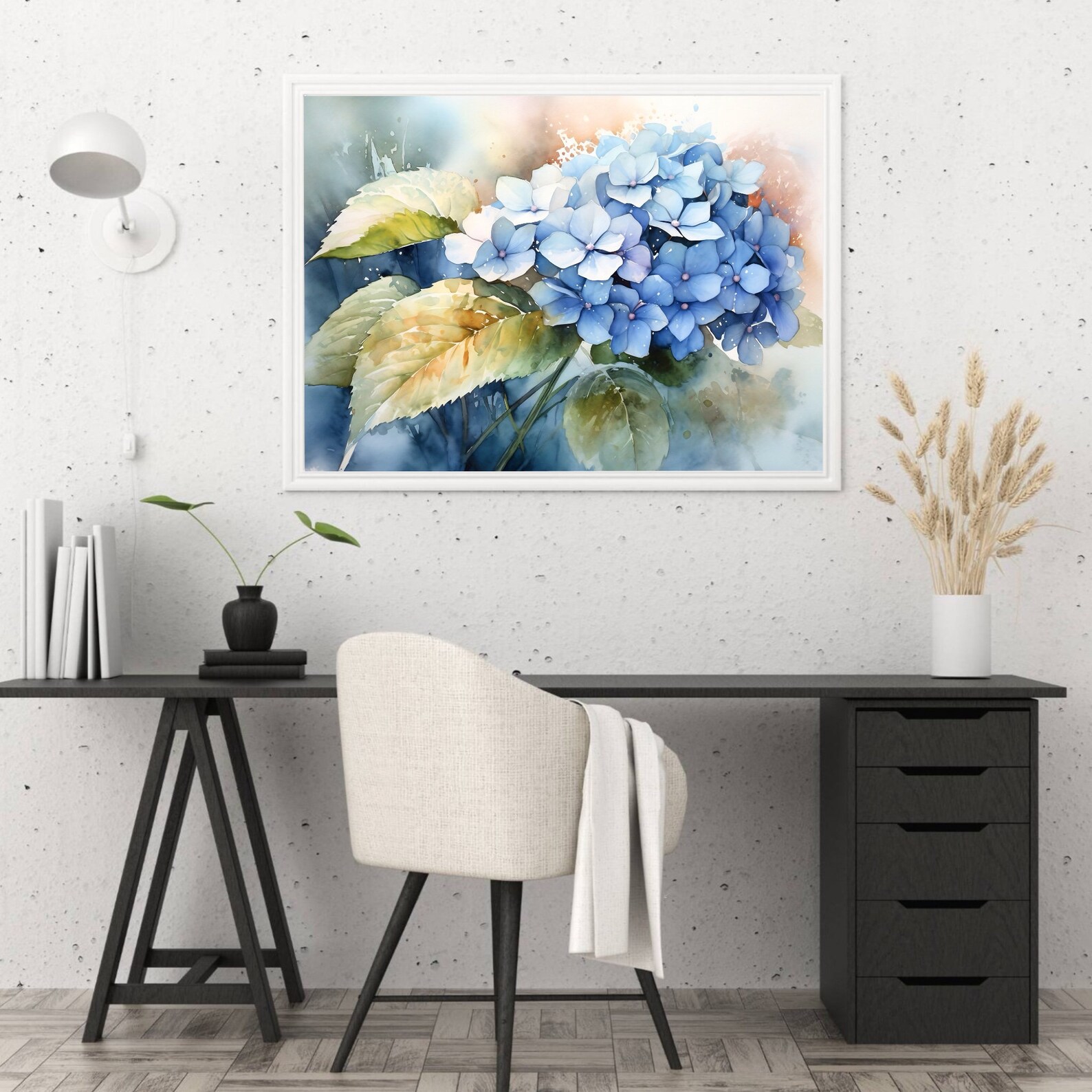 Hydrangea Print, Watercolor Blue Flower Print, Botanical Print ...