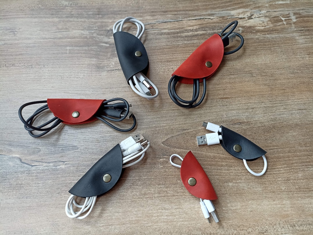 Leather Cord Organizer/leather Clasp/cord Keeper/cables Cords - Etsy