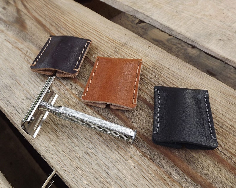 Razor leather sheath cover caseGift for men Husbands | Etsy