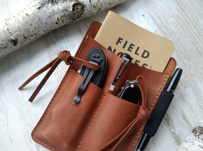 Leather Edc Organizer for Field Notes/edc Organizer/edc Pocket | Etsy