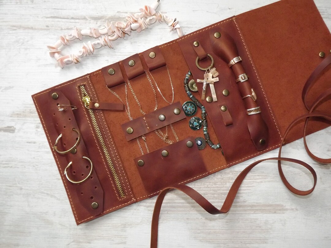 Organizer Jewelry, Leather Jewelry Roll, Personalized Jewelry, Travel ...