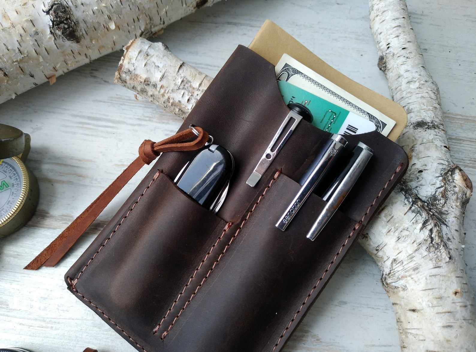 Leather Edc Slip Case/ Field Note Case/notebook Case/ EDC Pocket ...