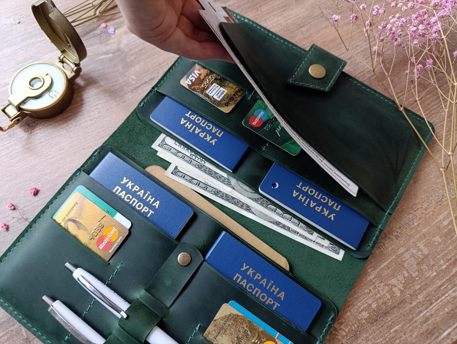 Leather Travel Wallet/family Passport Holder/4,6,8,10 Passport Case ...