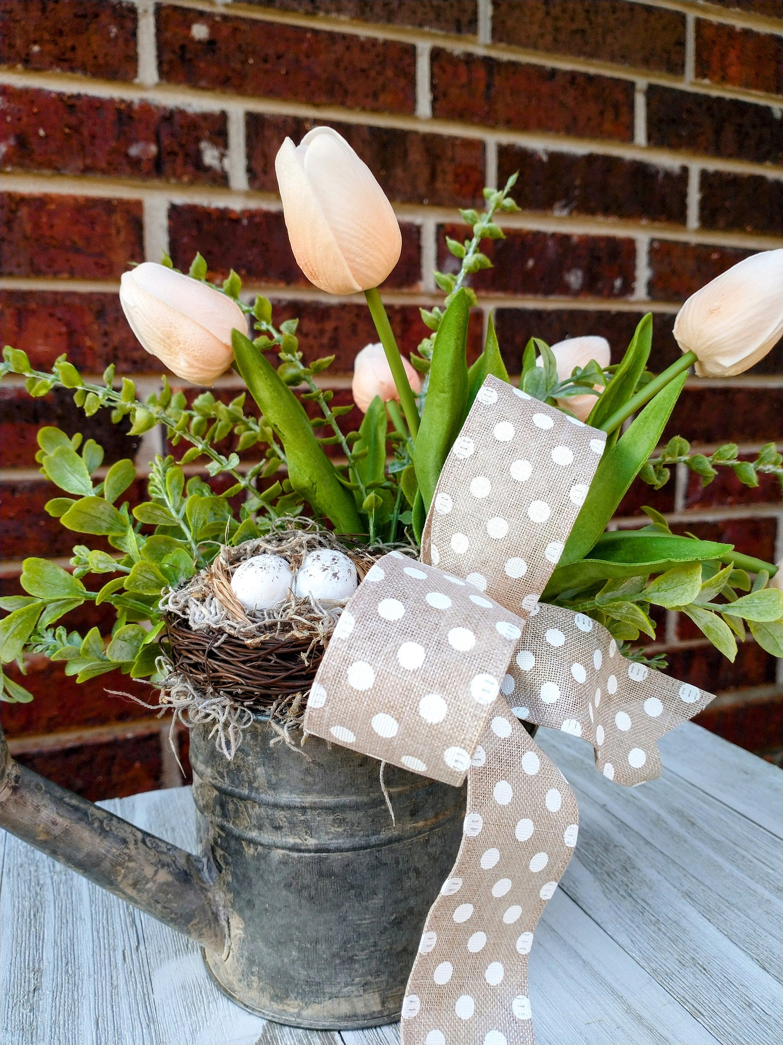 Spring Tulip Arrangement, Small Spring Centerpiece, Farmhouse Tulip ...