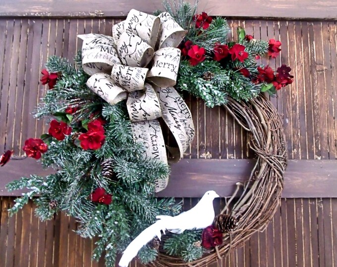 Country Christmas Wreath, Christmas Wreath, Front Door Wreath ...