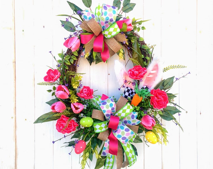 Easter Bunny Wreath, Bunny Wreath, Easter Door Wreath, Spring Wreaths ...
