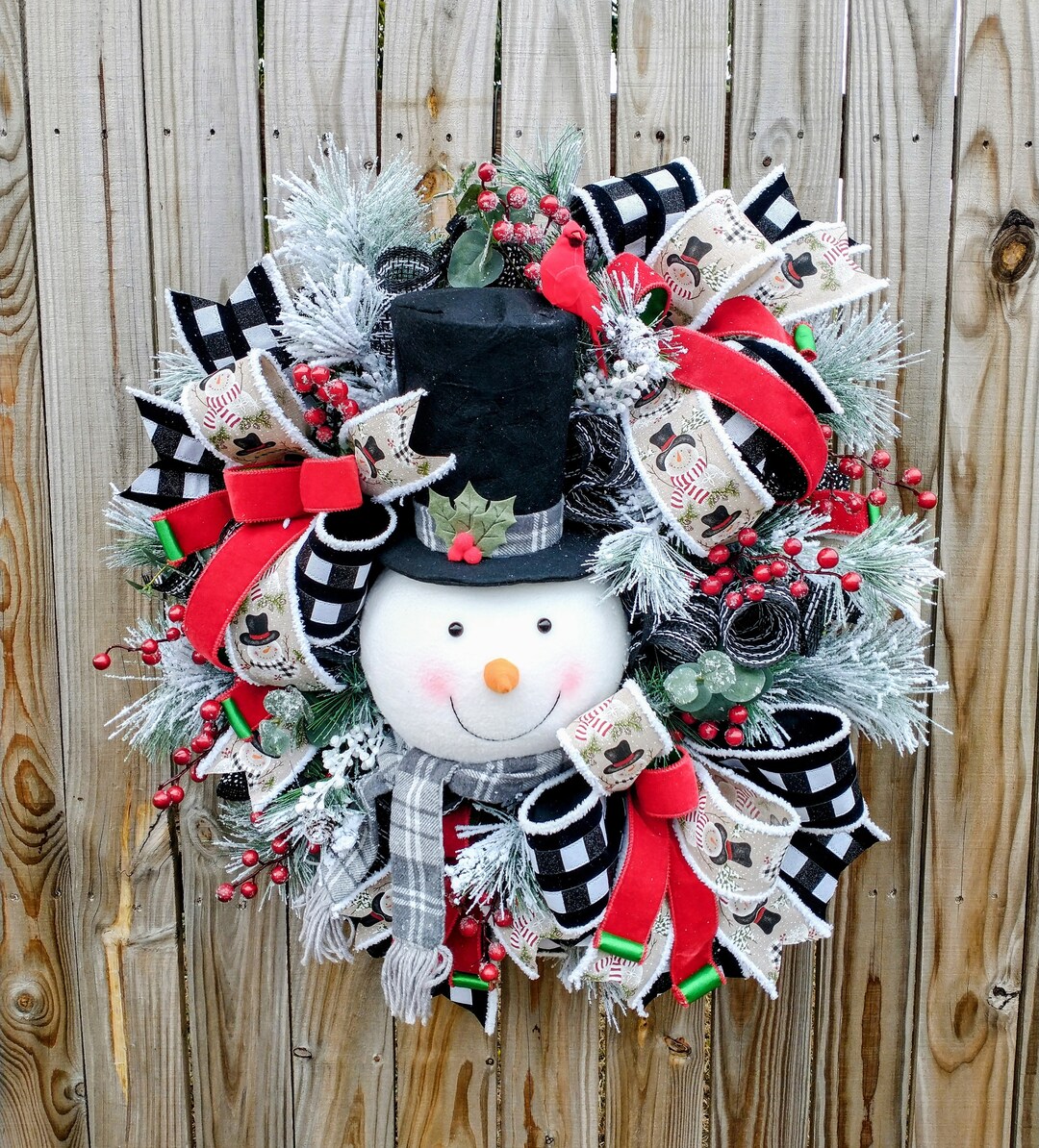 Snowman Wreath, Christmas Snowman Wreath, Christmas Wreaths, Holiday ...