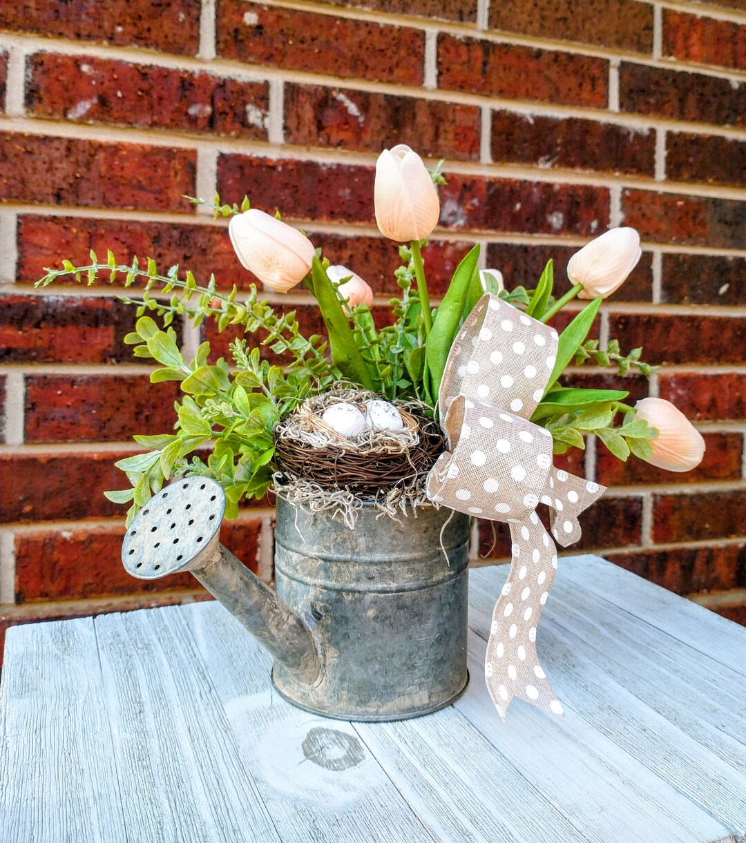 Spring Tulip Arrangement, Small Spring Centerpiece, Farmhouse Tulip ...