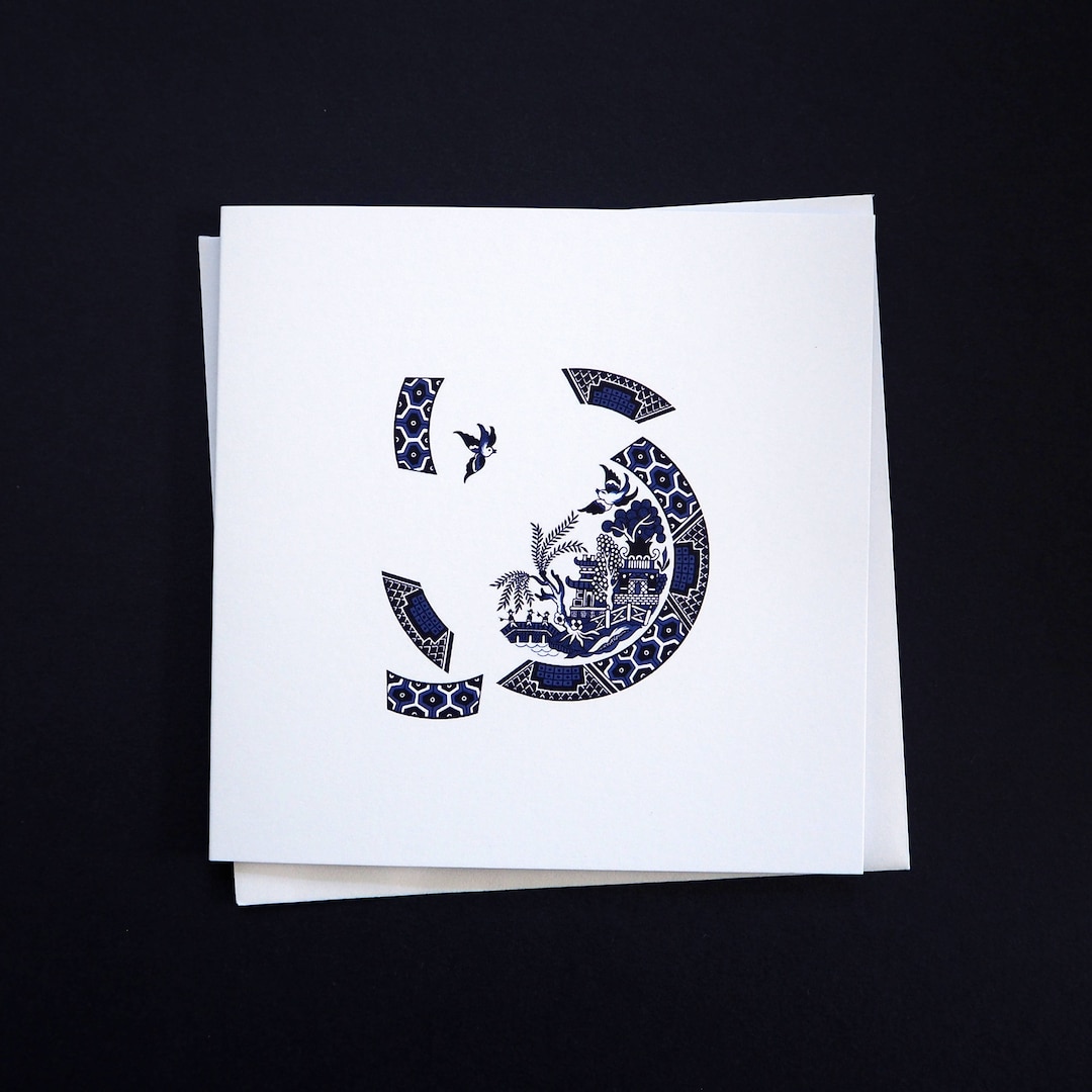Blue Willow Deconstructed - Part 2 Greetings Card, Contemporary Blue ...